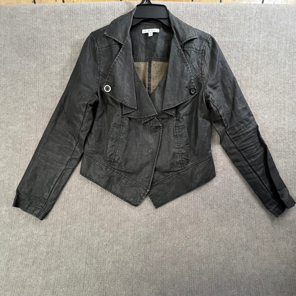 CAbi | Jackets & Coats | Cabi Style 9 Linen Blend Gray Moto Jacket ...